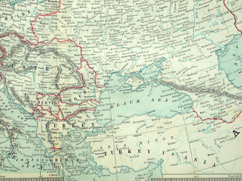 1883 Antique Map of Europe Antique Europe Map Europe - Etsy
