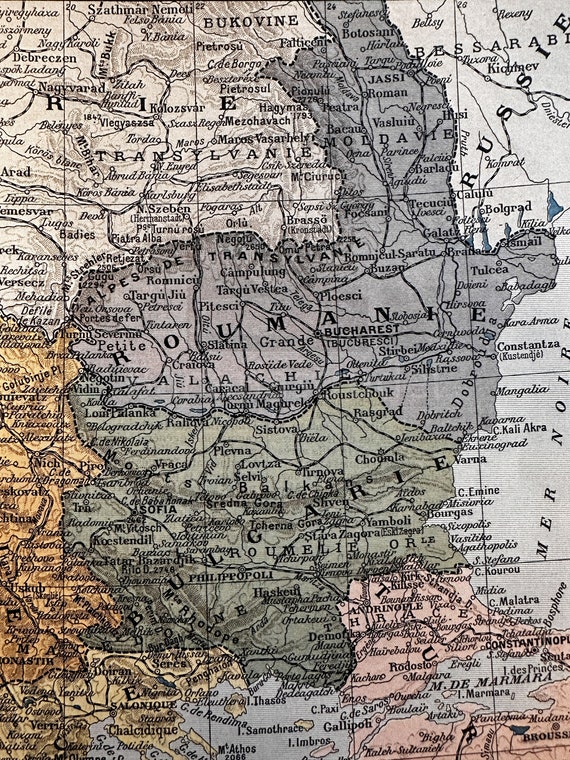Physische Karte Von Europa, Balkanhalbinsel 1898 1904 Politische
