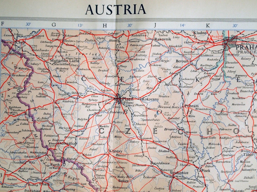 1958 Large Vintage Map of Austria - Etsy