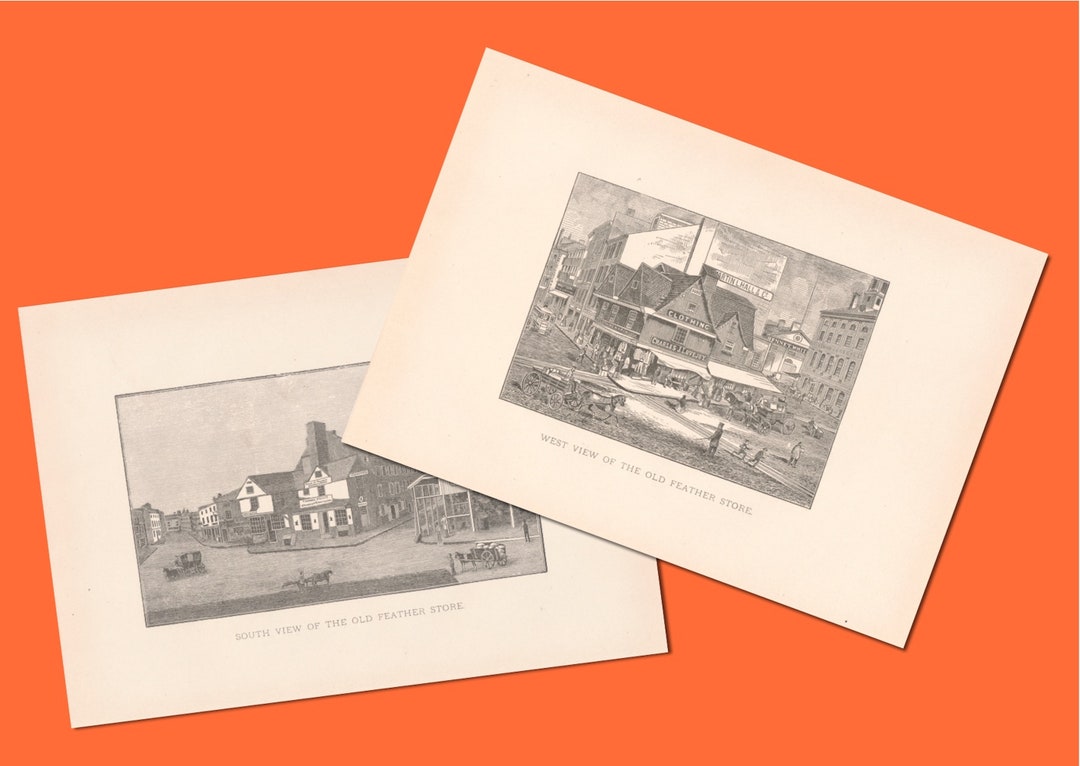 Two Antique Prints of the Old Feather Store, Boston - Published 1901 - Etsy