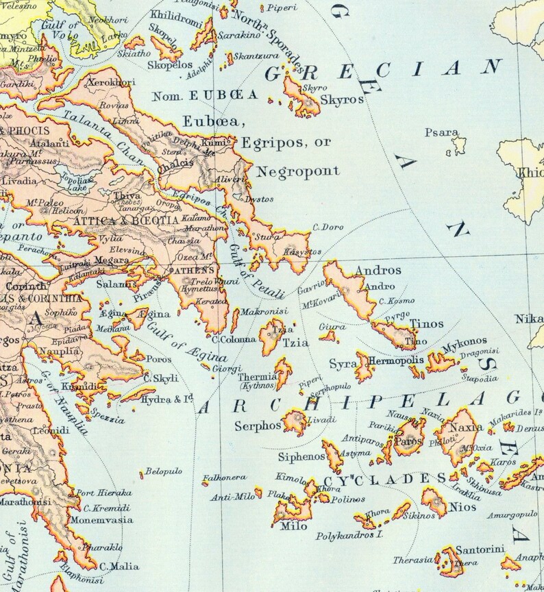 Antique Map of Modern Greece - Published 1880 - Etsy