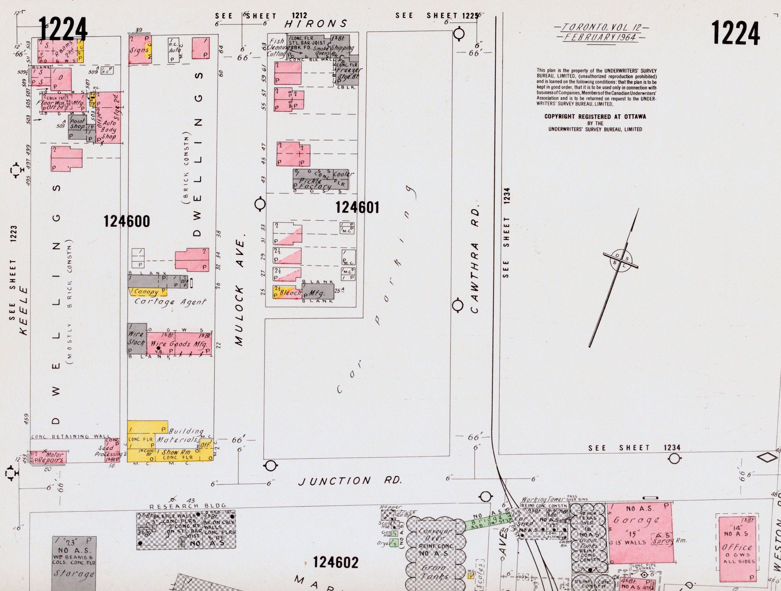 1964 Vintage Map of Etobicoke - Toronto - Junction Road - Cawthra ...