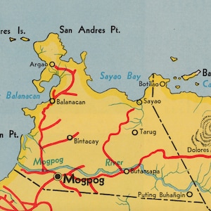 Marinduque, Philippines - RARE Large Vintage 1959 Map - Boac - Mogpog ...