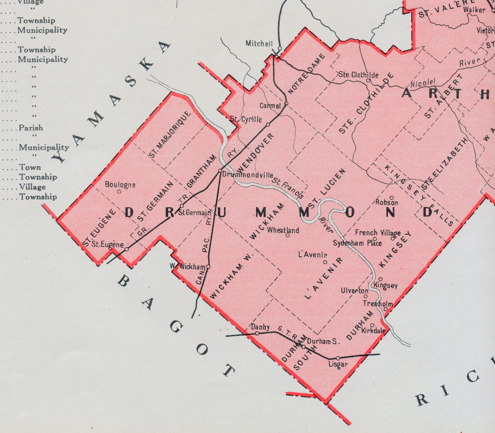 Antique Map of Drummond and Arthabaska Quebec Canada 1915 - Etsy