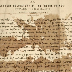 Antique Print Showing an Ancient IOU. Letters Obligatory by the Black ...