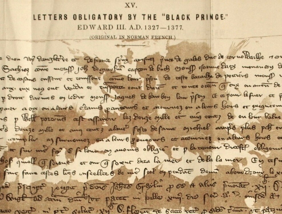 Antique Print Showing an Ancient IOU. Letters Obligatory by the Black ...