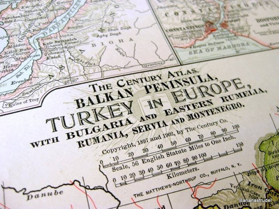 1902 Century Atlas Vintage Map of Turkey in Europe. Antique | Etsy