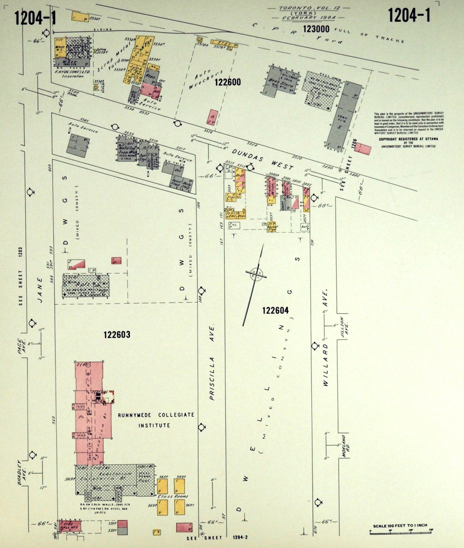1964 Vintage Map of Etobicoke Toronto Insurance Maps | Etsy