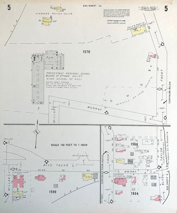 Vintage Map of Hull Quebec 1968 Fire Insurance Map Sheet - Etsy Finland