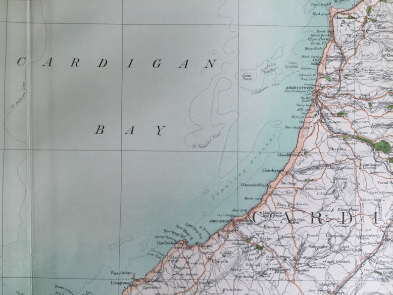 1898 Antique Map of Cardigan and Environs, the UK - Large Map - Etsy