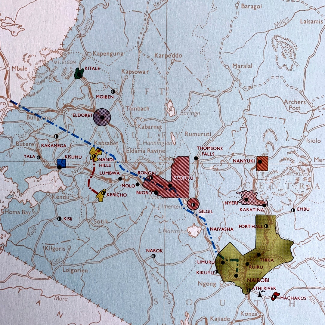 Kenya Map - Industry, Communications, and Power - RARE Large Vintage ...