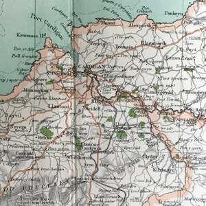 1898 Antique Map of Cardigan and Environs, the UK - Large Map - Etsy