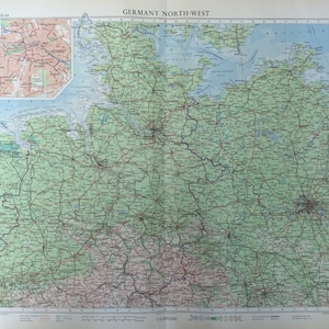 1958 Vintage Map of Germany, Northwestern Part Large Map of ...