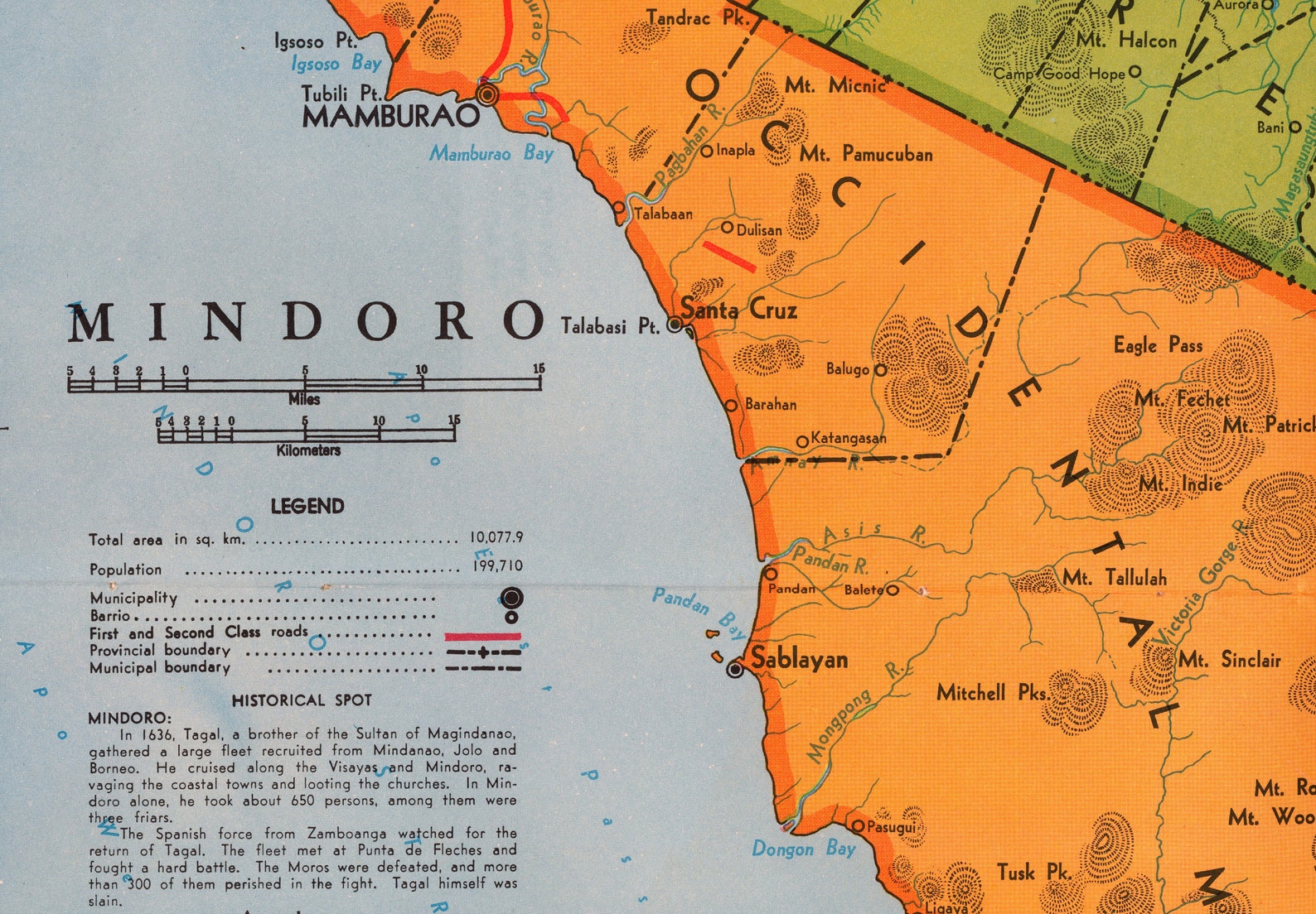 Mindoro, Philippines - RARE Large Vintage 1959 Map - Puerto Galera ...