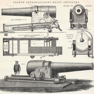 Antique Print of French Breech-loading Heavy Artillery - Oct. 21, 1870 ...