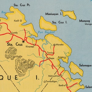 Marinduque, Philippines - RARE Large Vintage 1959 Map - Boac - Mogpog ...