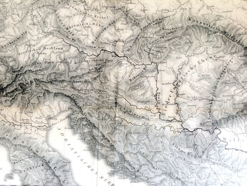 1851 Vintage Map of Central Europe Rivers and Mountains - Etsy