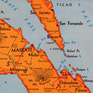 Masbate, the Philippines - RARE Large Vintage 1959 Map - Balud ...