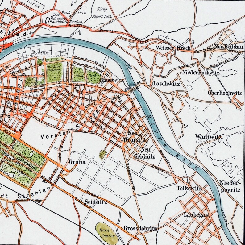 1902 Vintage City Plan of Dresden, Germany - Etsy