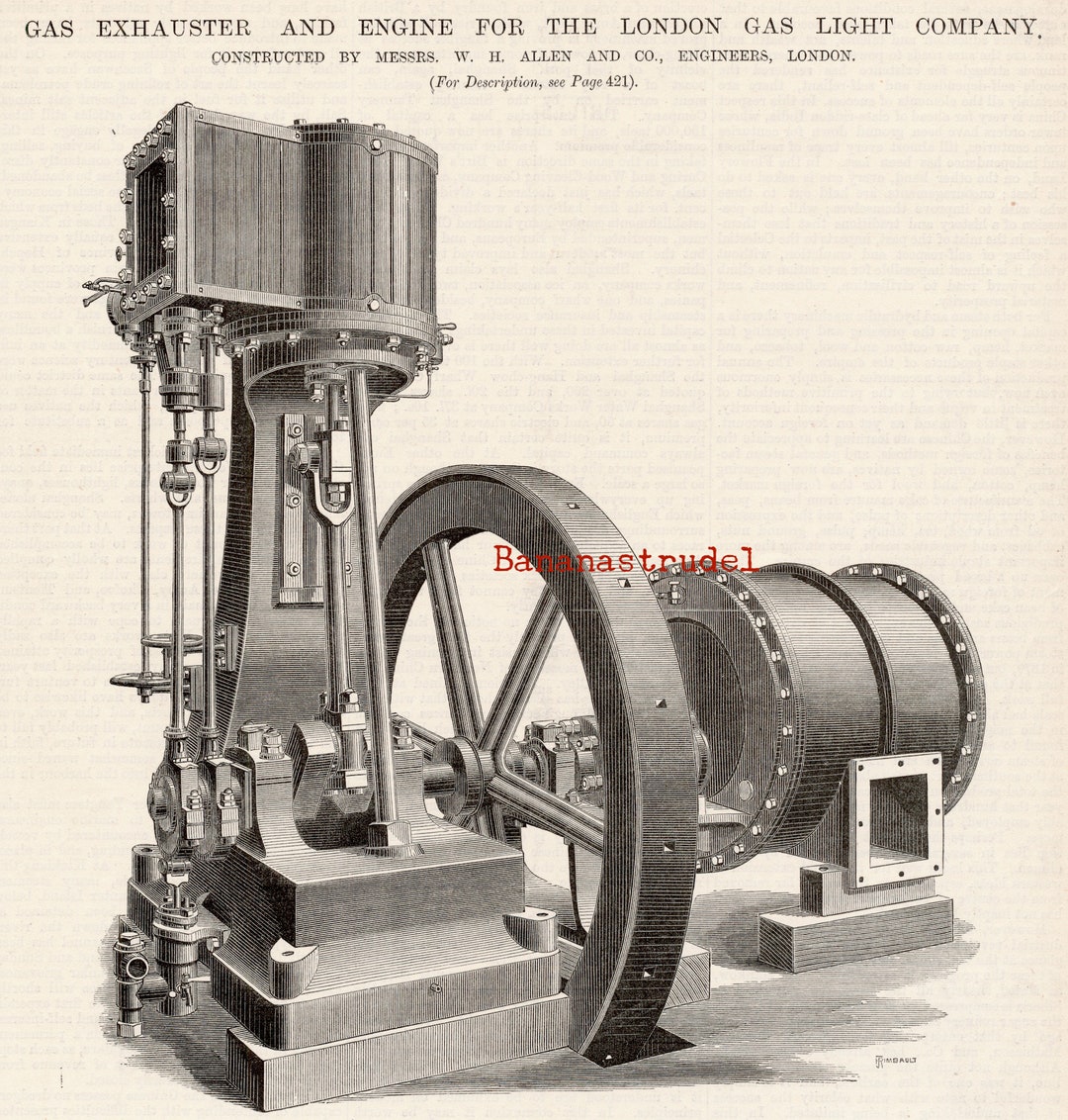 Antique Print of a Gas Exhauster and Engine - November 3, 1882 - Etsy