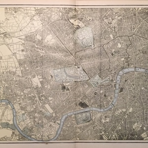 1892 Large Antique Map of London, England - Etsy