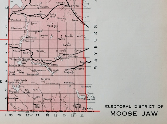 Antique Map of Moose Jaw Saskatchewan Canada 1915 Vintage | Etsy Canada