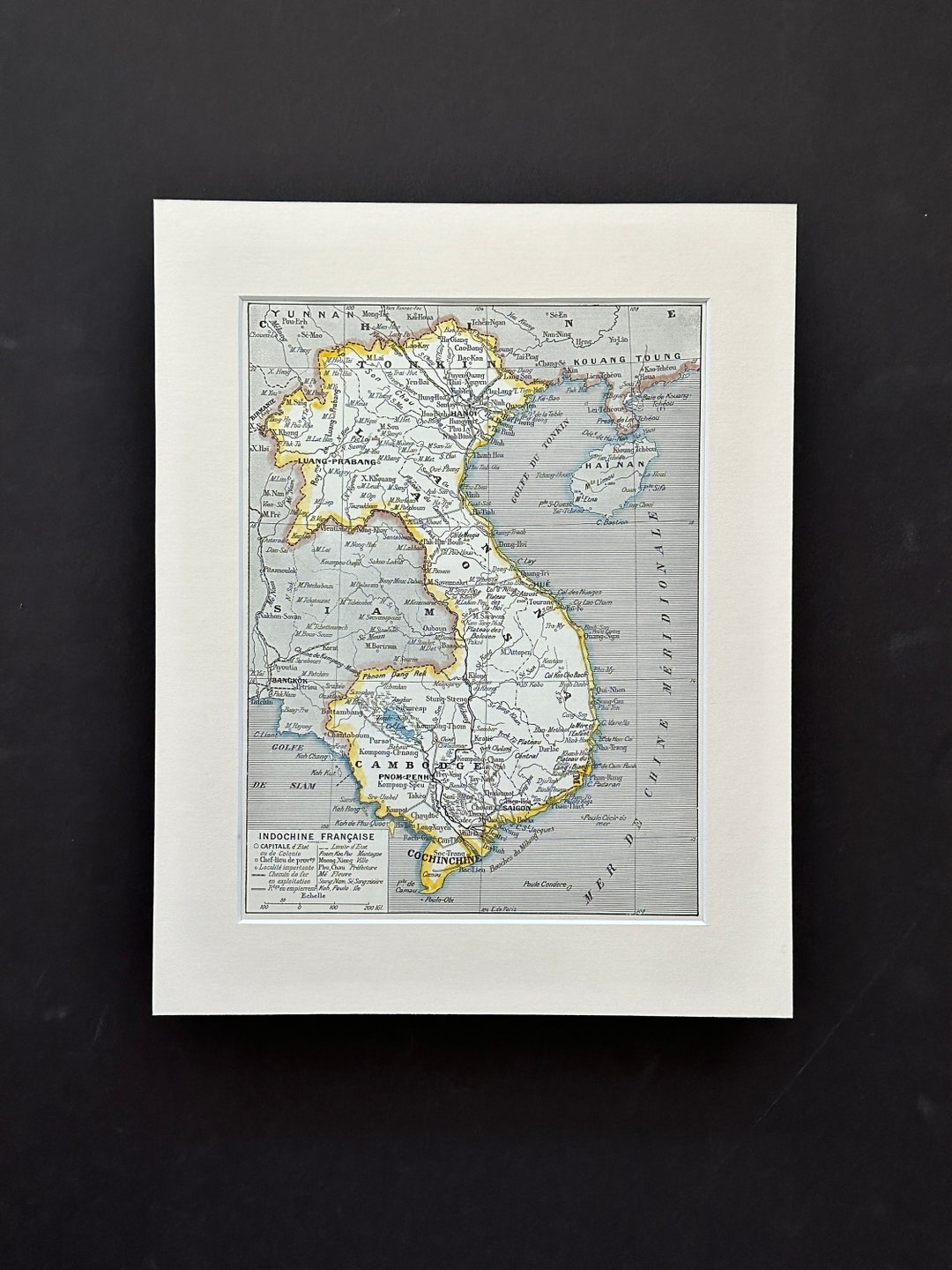 Early 1900s French Indochina Map - Historical Map - Cambodia, Vietnam ...