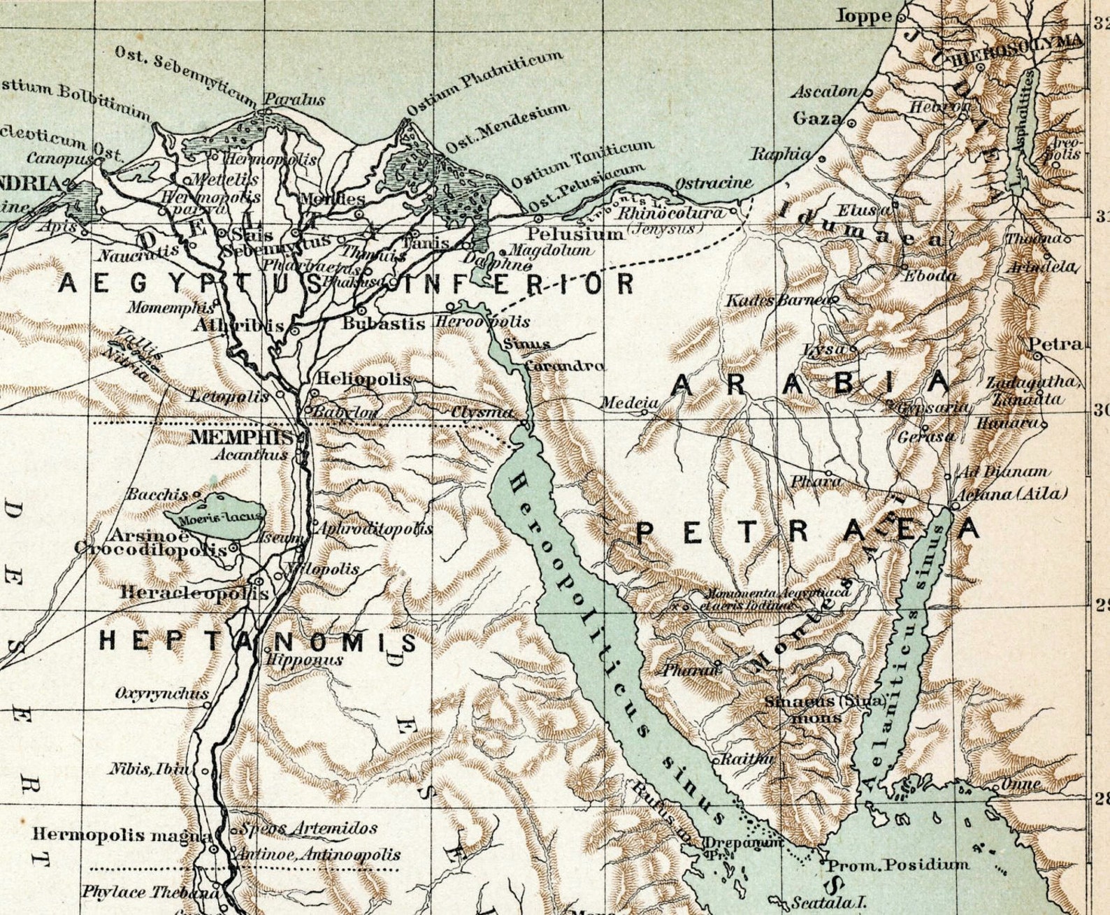 Antique Map of Ancient Egypt and Thebes - Back-to-back Map - 1894 ...