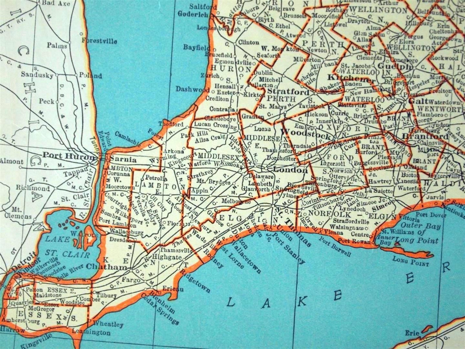 1937 Antique Map Of Southeastern Ontario Etsy