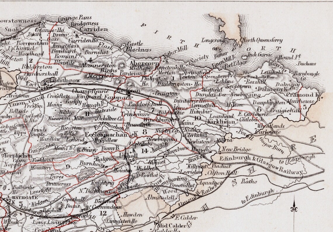 1868 Rare Vintage Map of Linlithgow Shire Scotland - Etsy