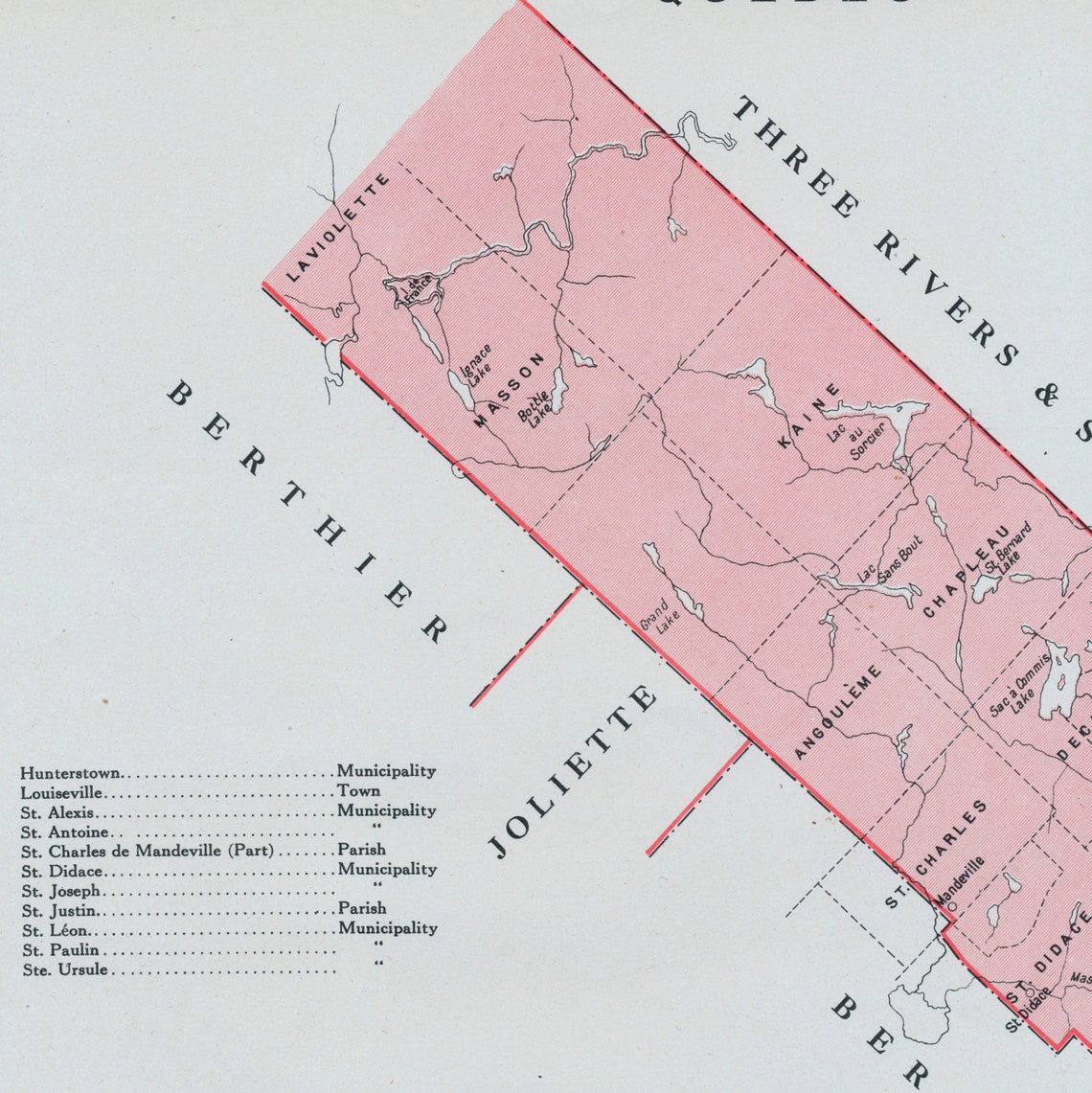 Antique Map of Maskinongé Quebec Canada 1915 Vintage - Etsy