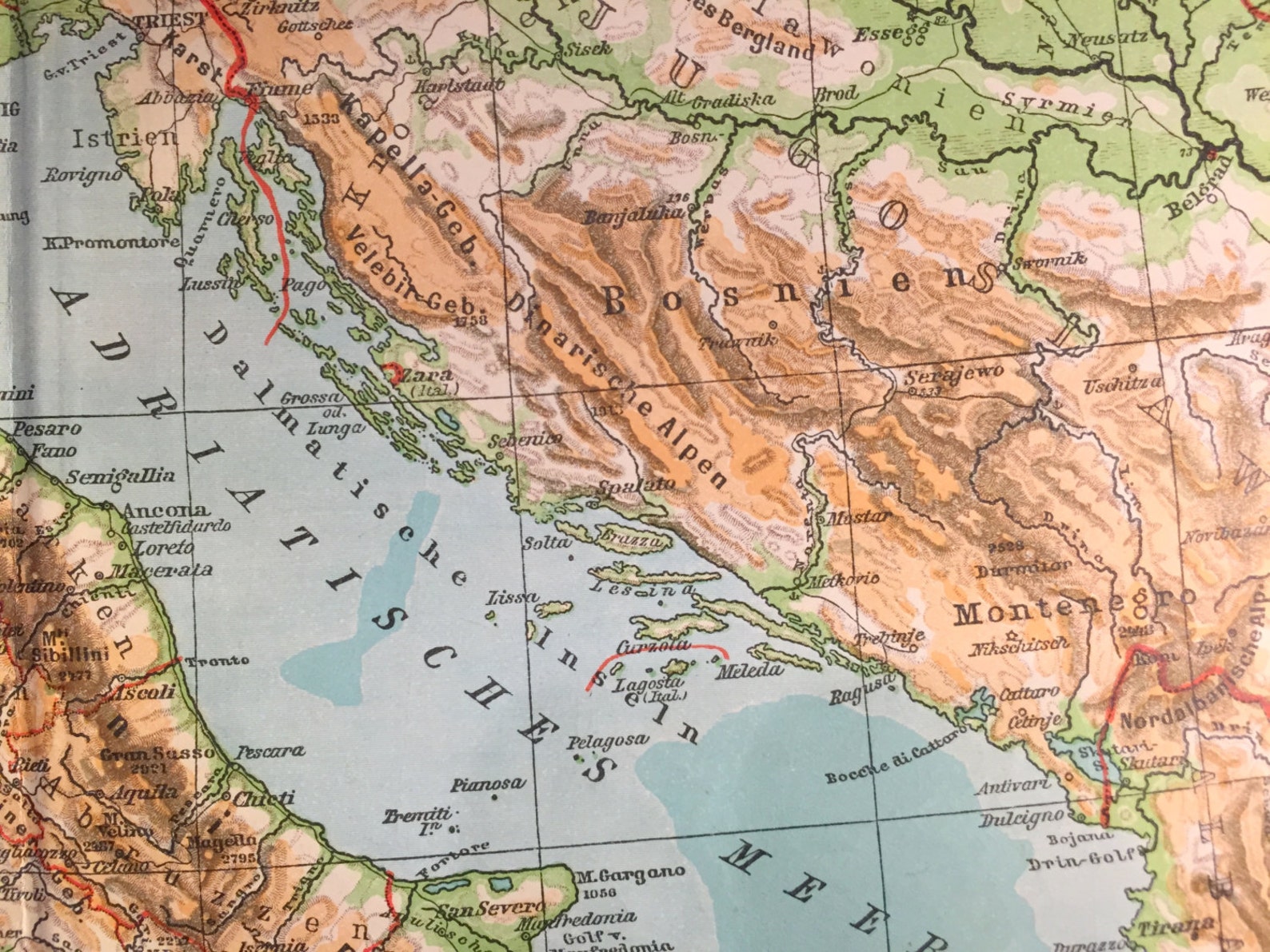 1930 Antique Map of the Italian Peninsula - Appenine Peninsula - Etsy
