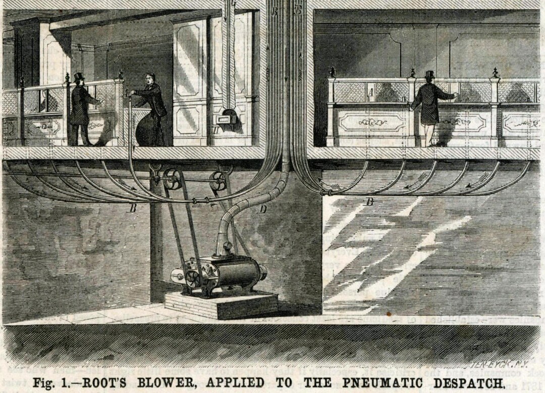 Pneumatic Tube System - Antique 1875 Journal Article - Engineering ...