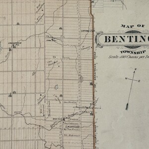 1880 Large Antique Map of Bentinck and Derby Townships, Grey County ...