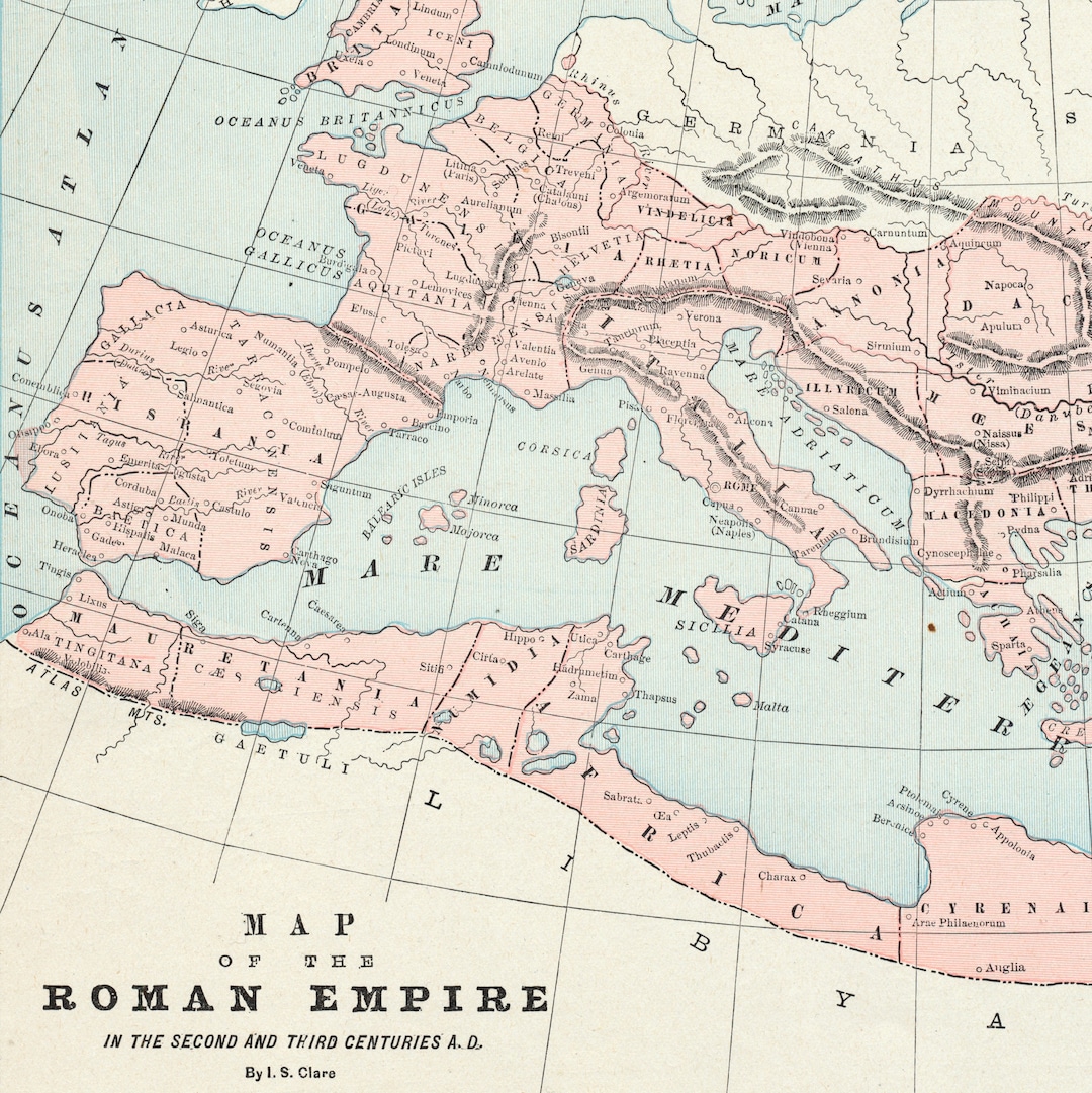 Antique Map of the Roman Empire in the 2nd and 3rd Centuries AD - 1888 ...