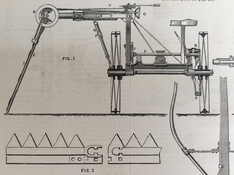 1878 English Antique Print of a Hedge-cutting Machine Old | Etsy