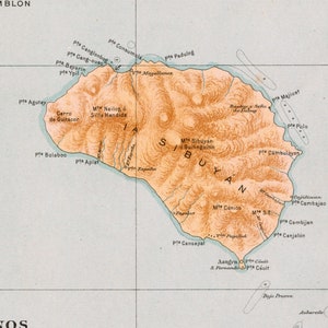 1900 Rare Antique Map of Romblon, Philippines - Sibuyan - Tablas ...