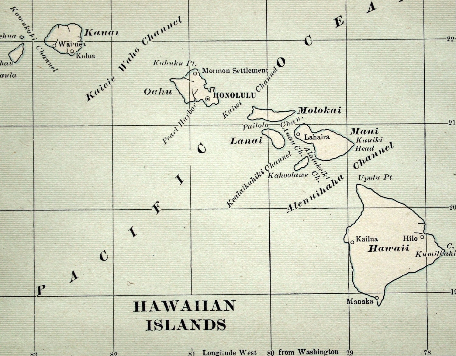 Antique Map of Hawaii Samoa the Philippines and West Indies | Etsy