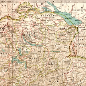Antique Map of Switzerland and Liechtenstein - Part of Austria-hungary ...
