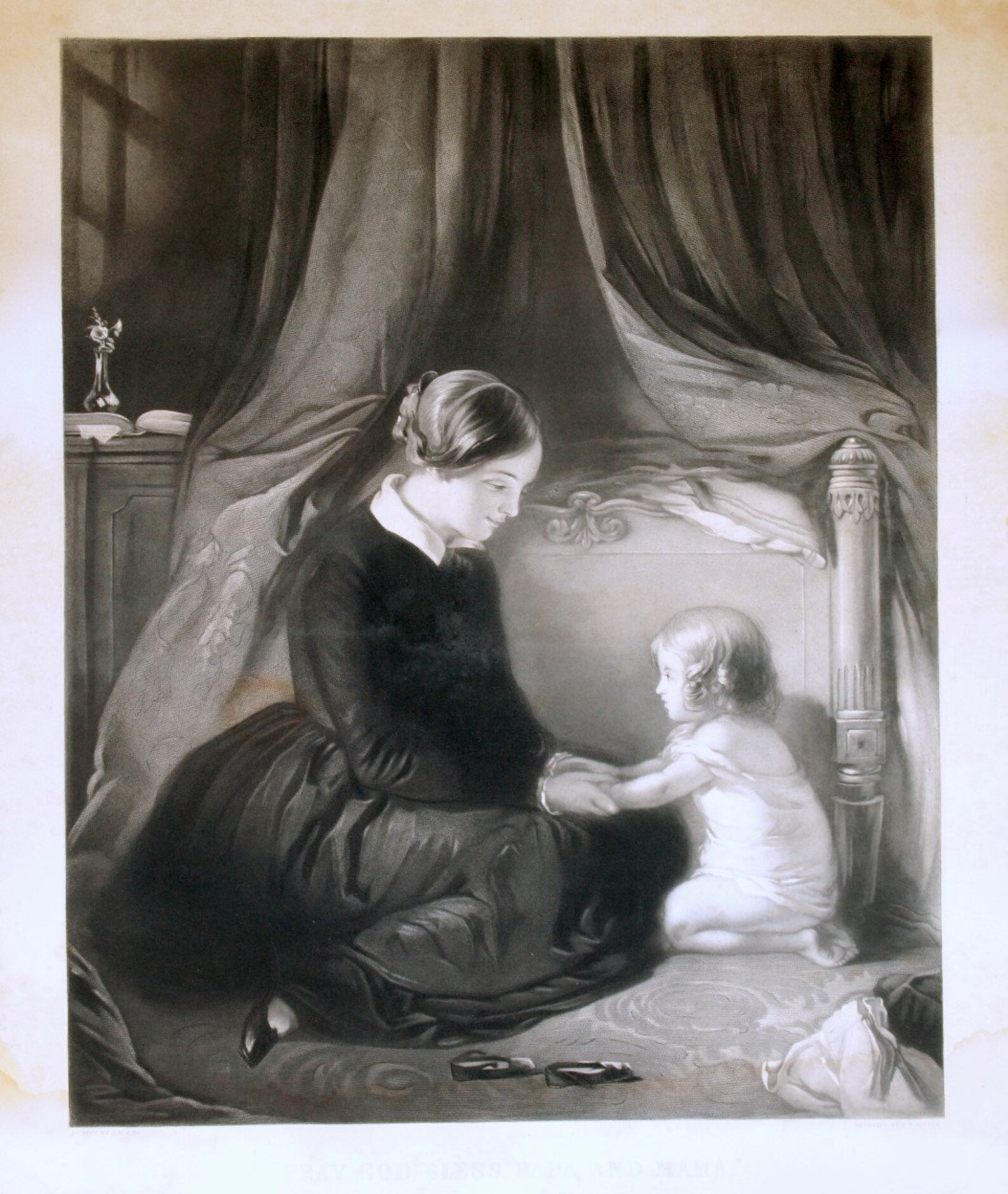 1856 Rare Poster-sized Victorian Engraving. Pray God Bless - Etsy