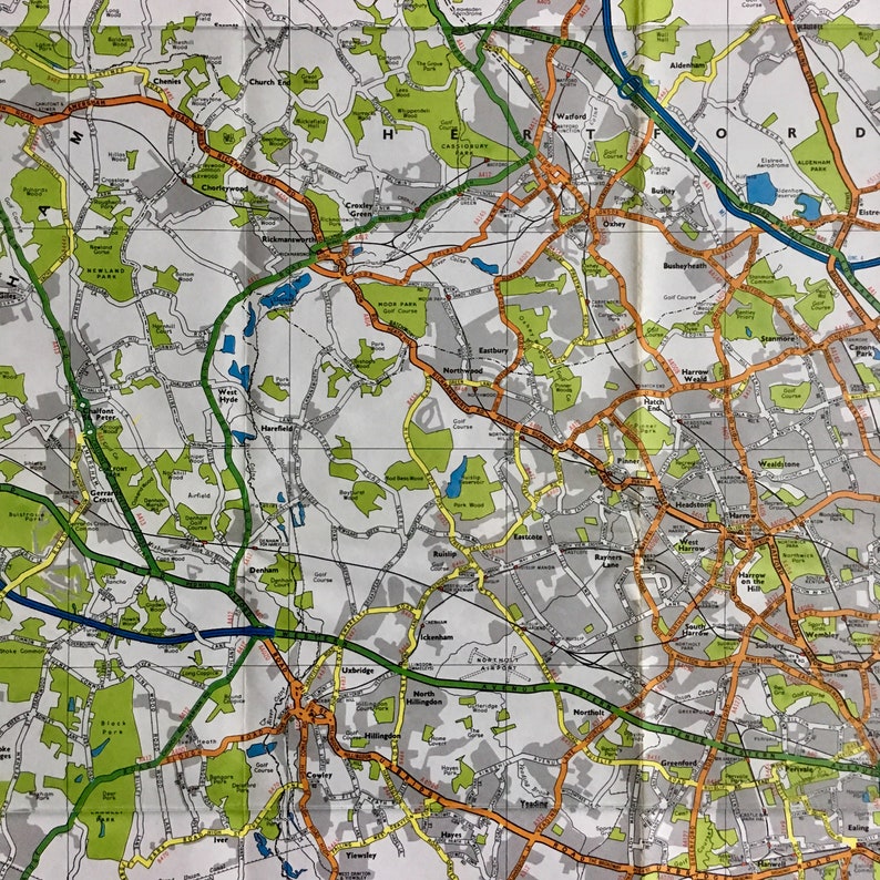1960s Vintage Wall Map of London and Suburbs Vintage Street | Etsy