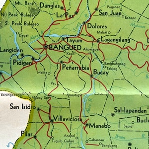 1959 Large Rare Vintage Map of Abra, the Philippines - Bangued - La Paz ...
