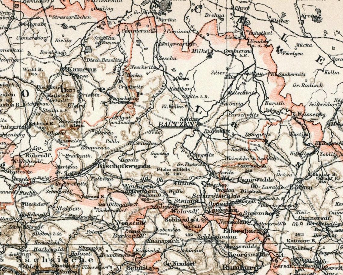 1897 Antica mappa tedesca della Sassonia parte orientale - Etsy Italia