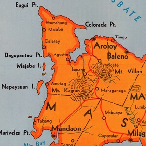 Masbate, the Philippines - RARE Large Vintage 1959 Map - Balud ...