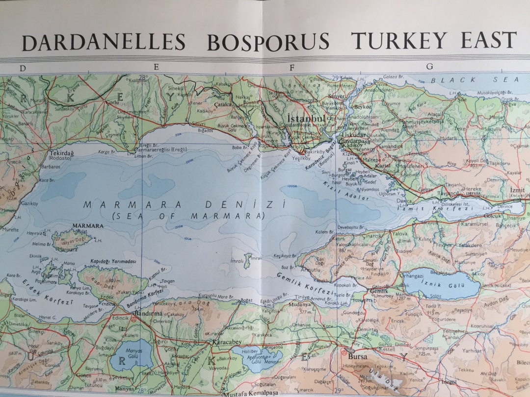1958 Vintage Map of Dardanelles - Bosphorus - Turkey East - With Inset ...