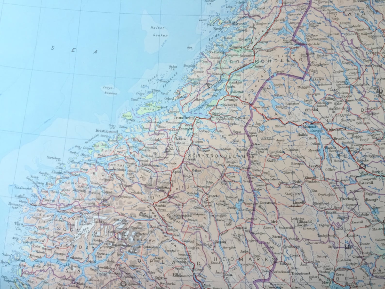 Vintage Map of Scandinavia- South - 1958 Large Map of Southern ...