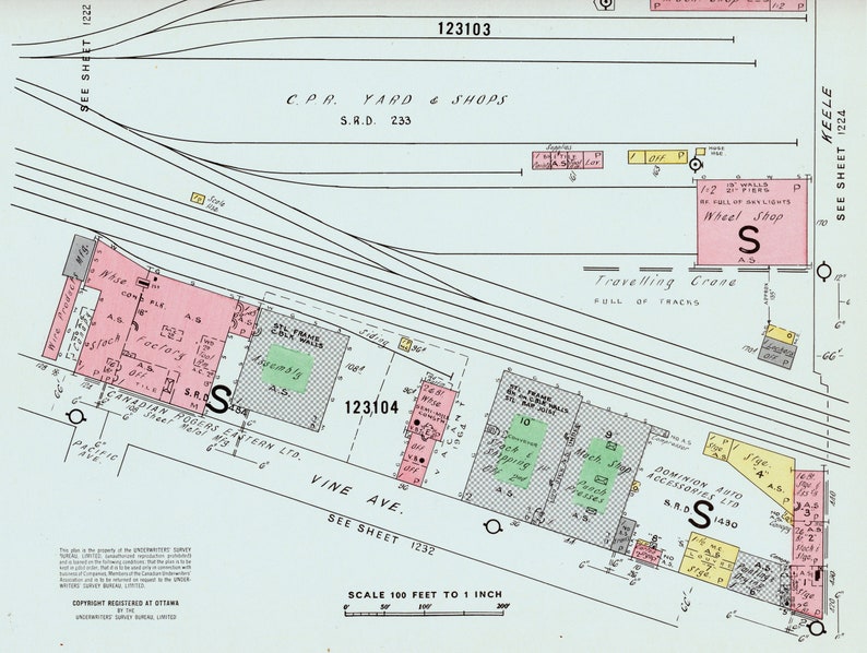 1964 Vintage Map of Etobicoke - Toronto - Junction Road - Cawthra ...