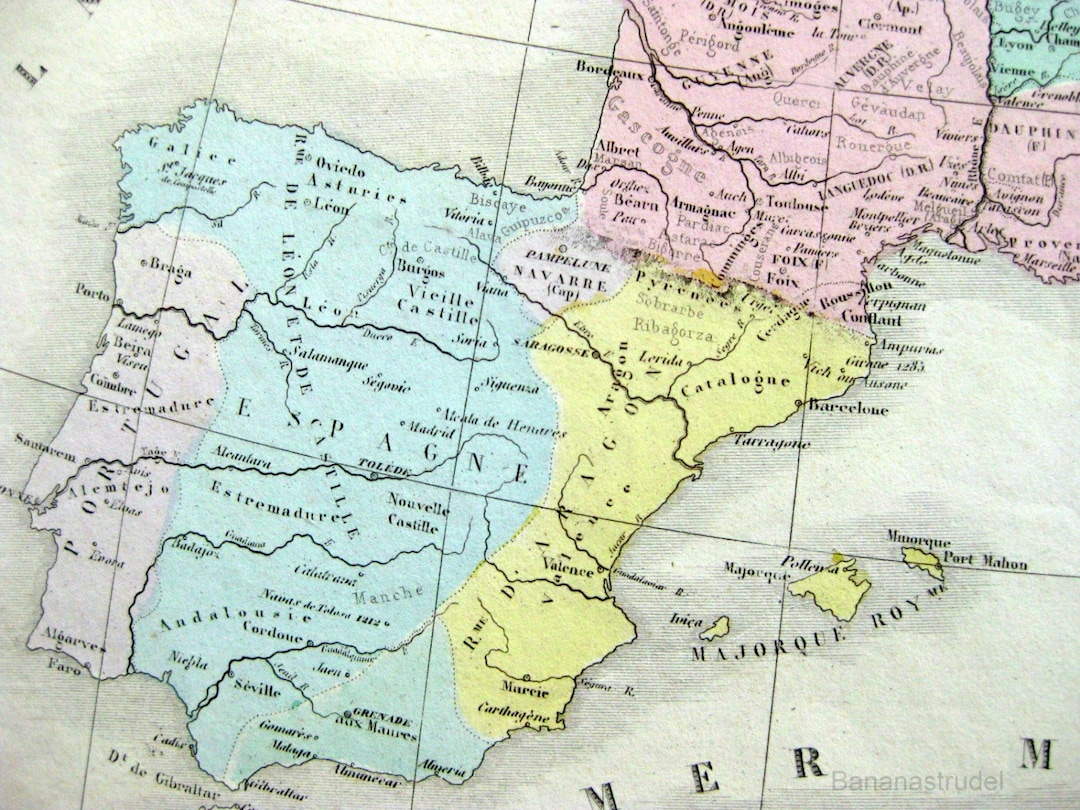 Antique Map of Feudal Europe in 1328 - Published 1873 - Etsy