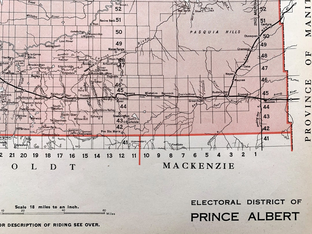 1915 Antique Map of the Electoral District of Prince Albert ...