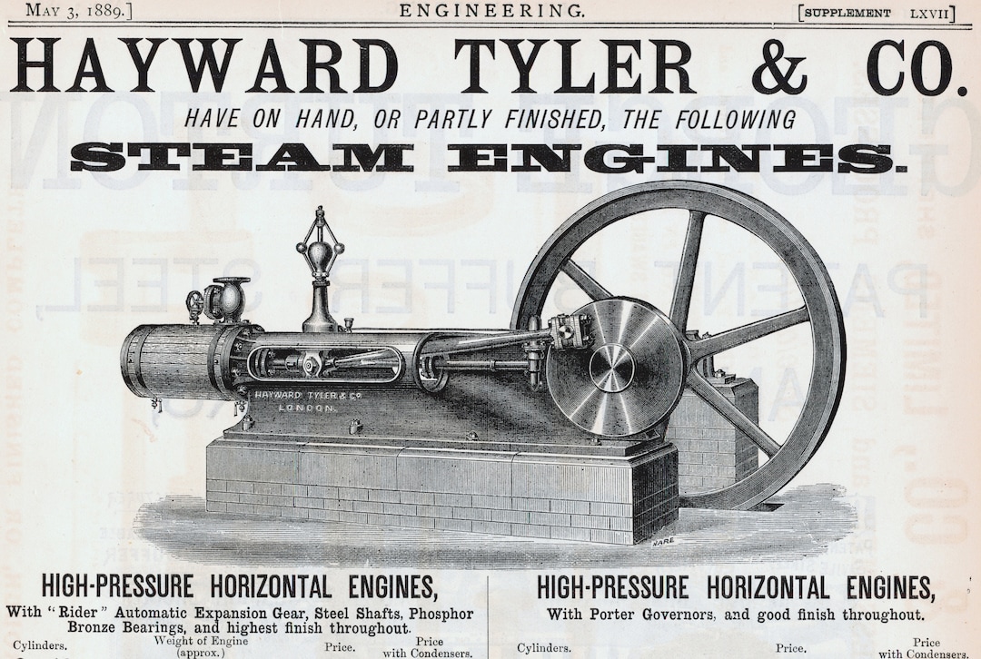Rare Antique Advertisement for Steam Engines From Hayward Tyler & Co ...